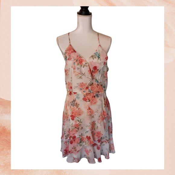 Almost Famous | Dresses | Almost Famous White Floral Chiffon Mini Dress ...